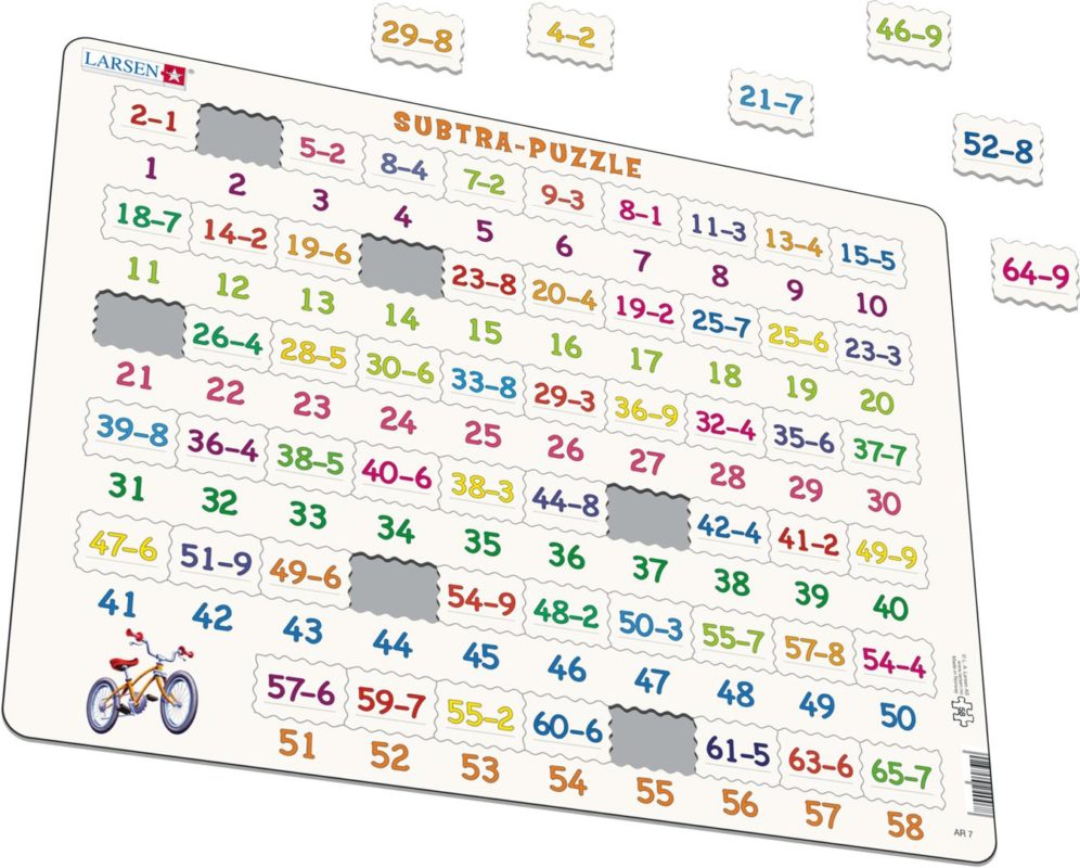Maxi math puzzle: subtraction from 1-65 - Larsen - Teia Education & Play