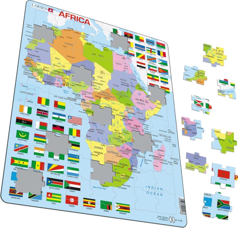Maxi puzzle Africa political map: English - Larsen - Teia Education & Play
