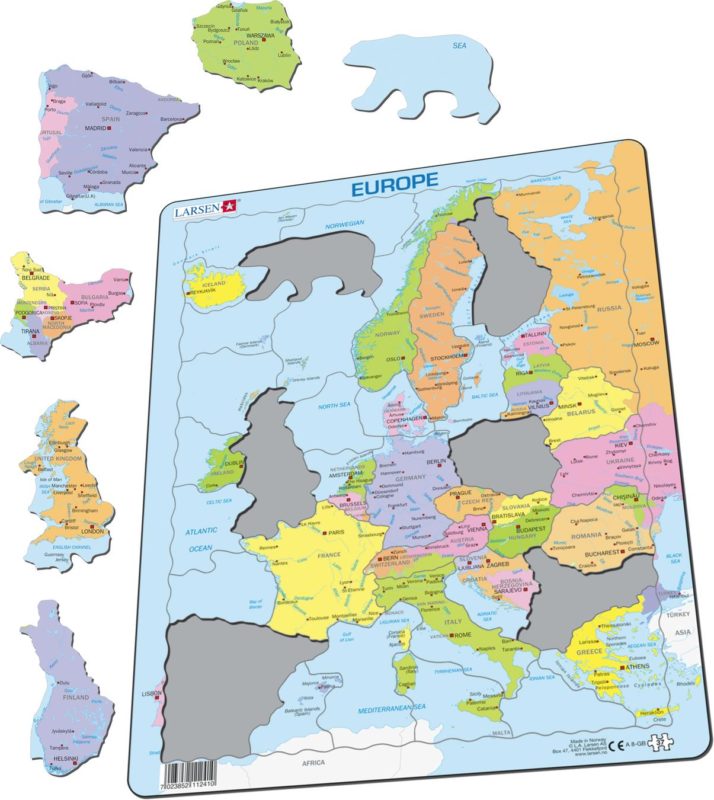 Maxi puzzle Europe Political Map: English - Larsen - Teia Education & Play