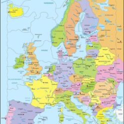 Maxi puzzle flags and political map of Europe: English - Larsen - Teia ...