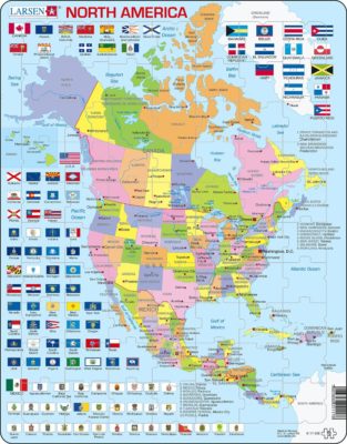 Maxi puzzle North America Political map: English - Larsen - Teia ...