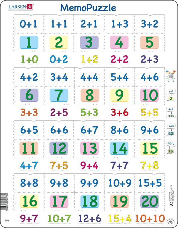 Maxi puzzle addition numbers 0-20 - Larsen - Teia Education & Play