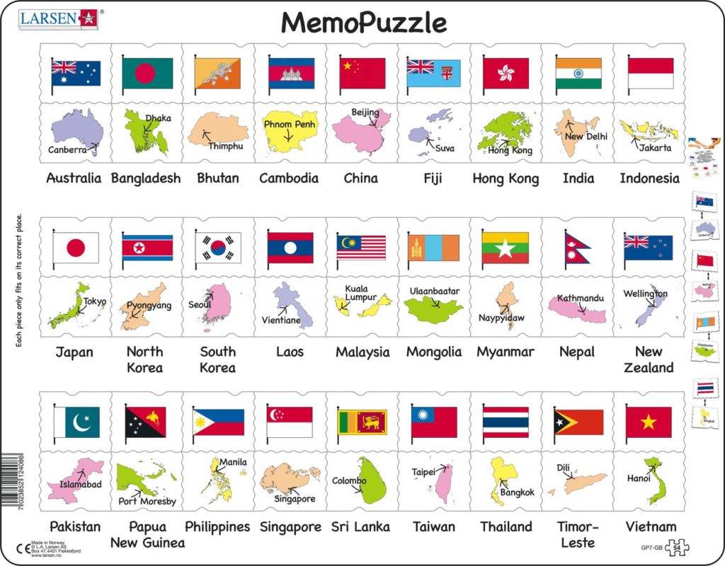 Maxi puzzle flags and capitals: Asia and the Pacific - Larsen - Teia ...