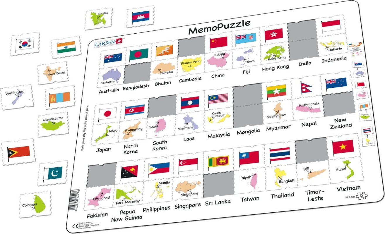 Maxi puzzle flags and capitals: Asia and the Pacific - Larsen - Teia ...