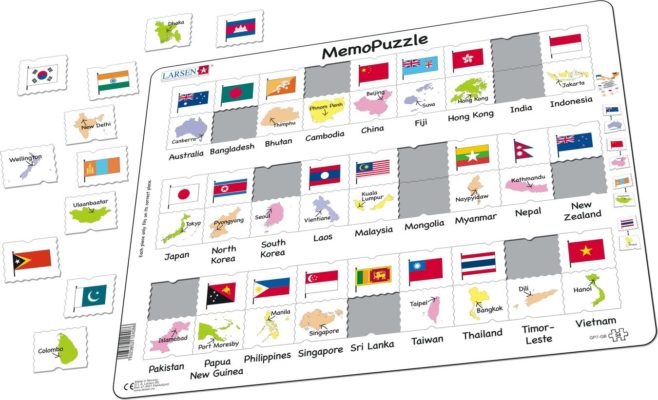 Maxi puzzle flags and capitals: Asia and the Pacific - Larsen - Teia ...