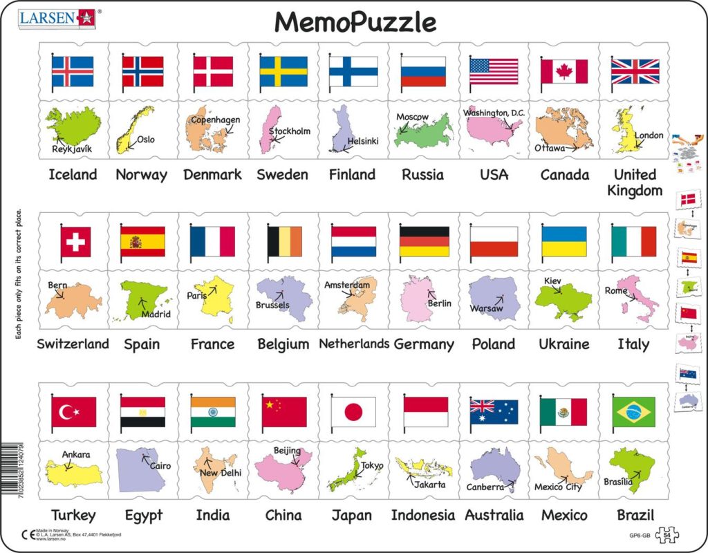 Maxi puzzle flags and capitals of 27 countries - Larsen - Teia ...