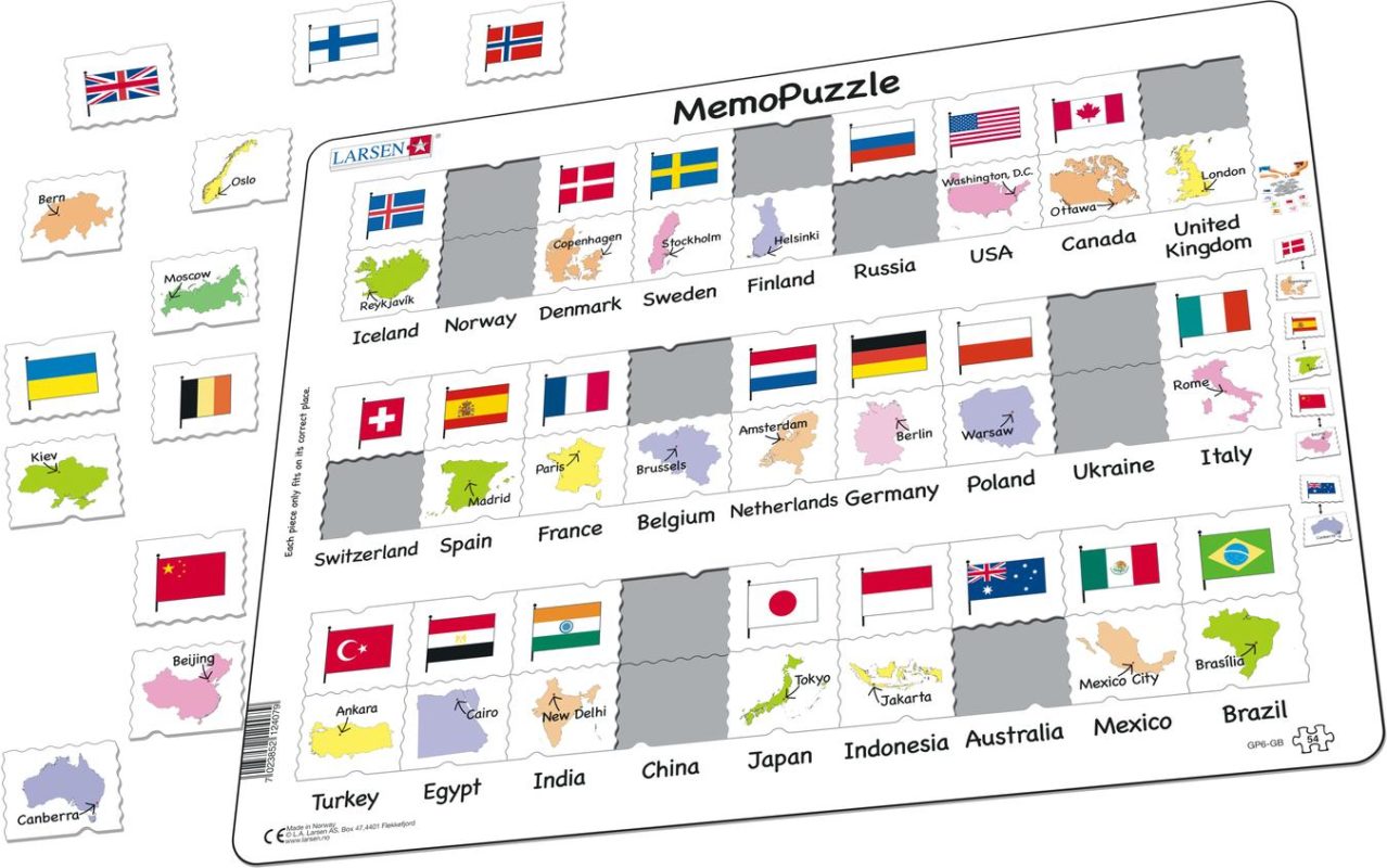 Maxi puzzle flags and capitals of 27 countries - Larsen - Teia ...