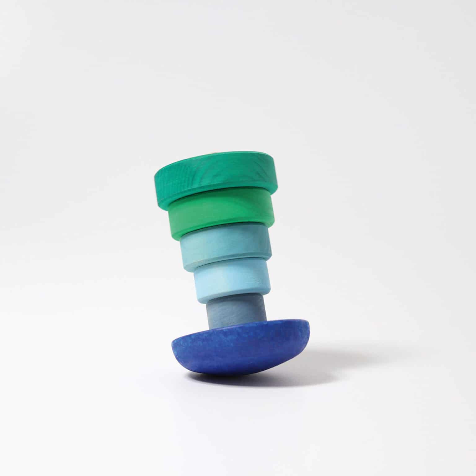 Blue wobbly stacking tower - Grimm's - Teia Education & Play