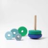 Blue wobbly stacking tower - Grimm's - Teia Education & Play