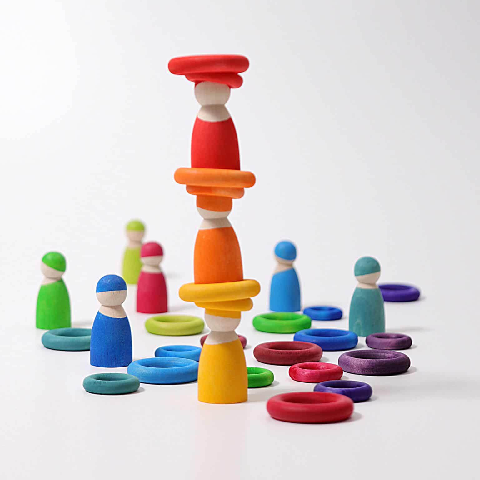 Rainbow building rings - Grimm's - Teia Education & Play