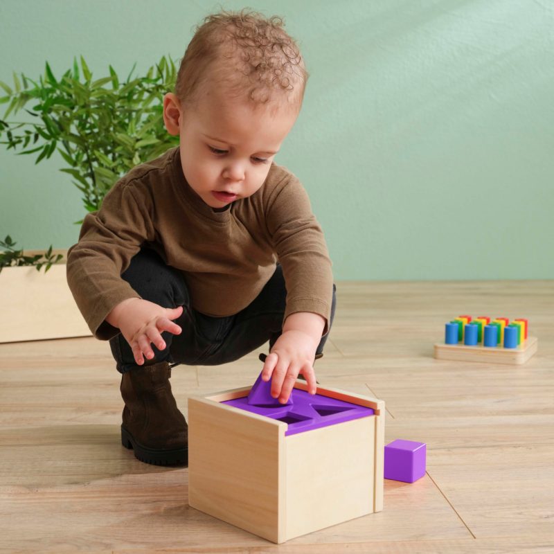 Montessori object permanence box with tray - Educo
